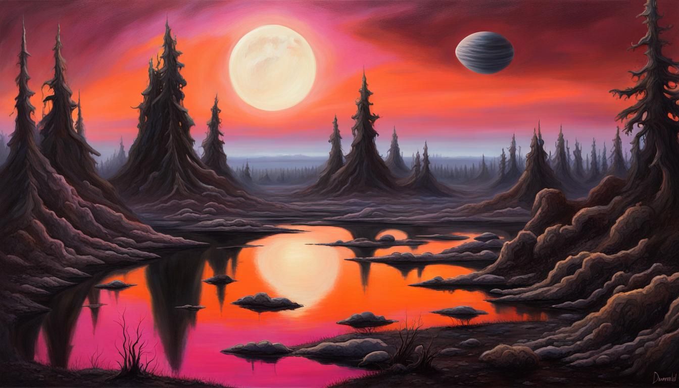 Alien planet, oil painting by Daniel Lloyd Berry - AI Generated Artwork ...