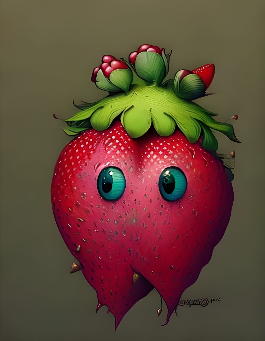 Curious strawberry - AI Generated Artwork - NightCafe Creator