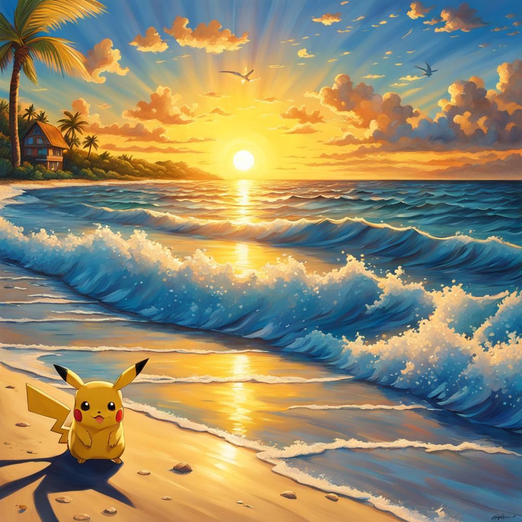 Pikachu and Beach - AI Generated Artwork - NightCafe Creator