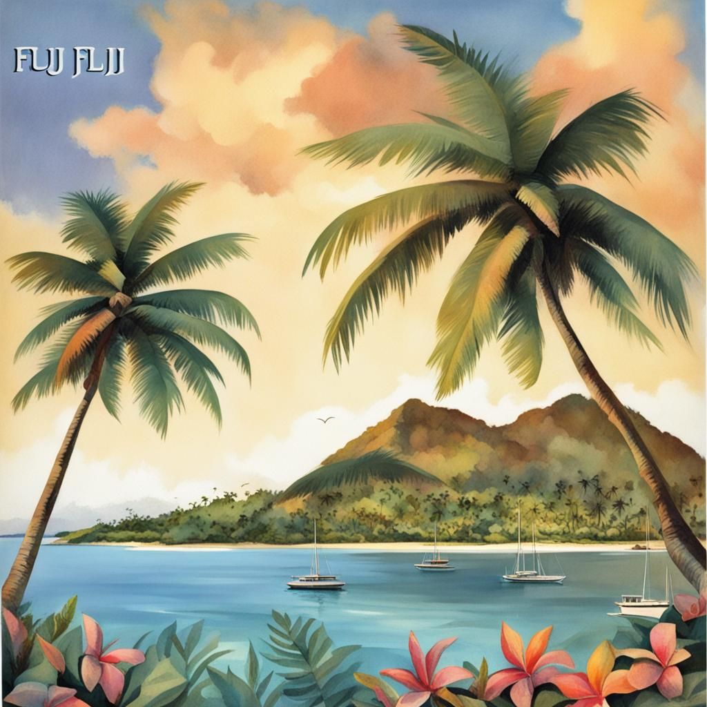 fiji islands postcard - AI Generated Artwork - NightCafe Creator