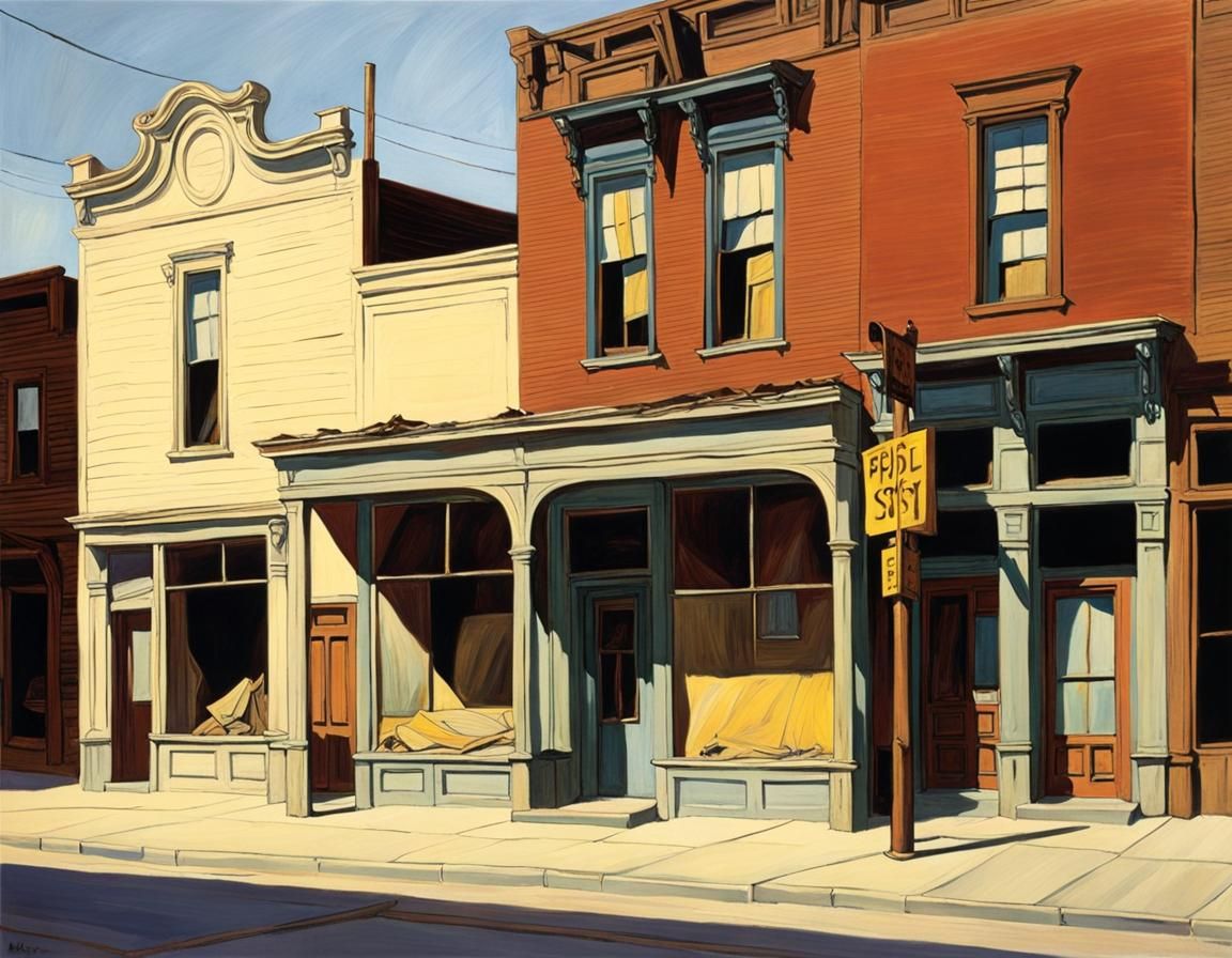 art by Edward Hopper, Gordon Matta-Clark, ghost town main street ...