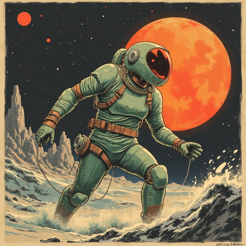 Vintage Sci-Fi Pulp Comic Art of a Futuristic Memo... - AI Art