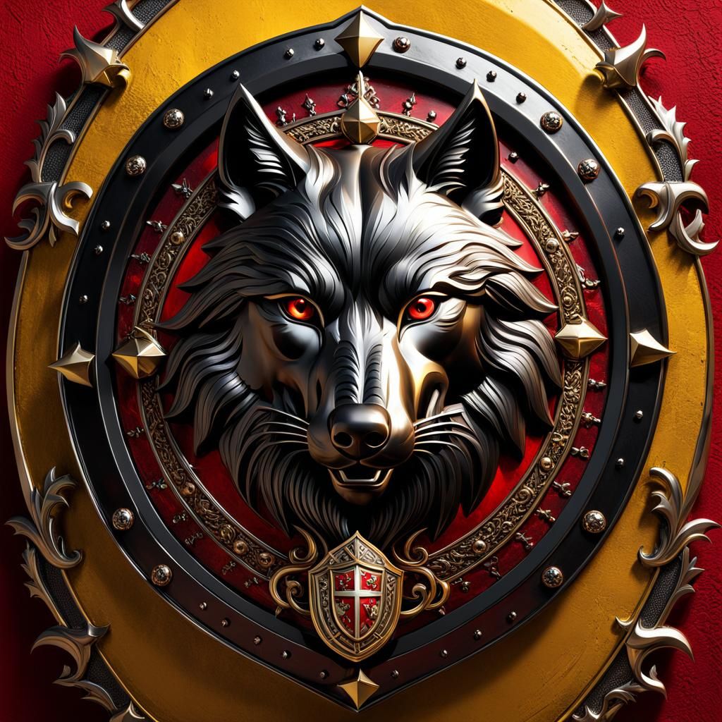 Medieval emblem wolf's head on a shield - AI Generated Artwork ...