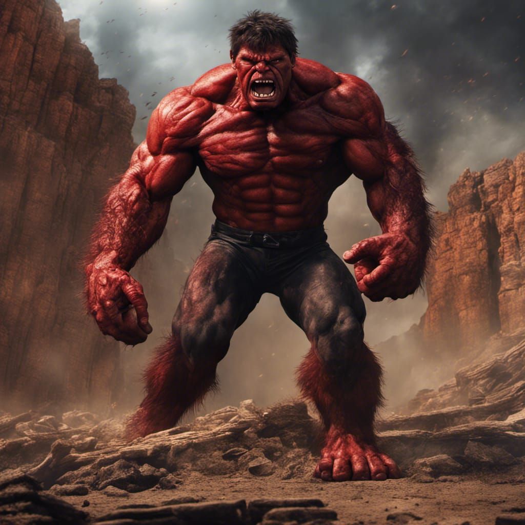 Red hulk played by harrison ford, muscular, strong, angry, live action ...