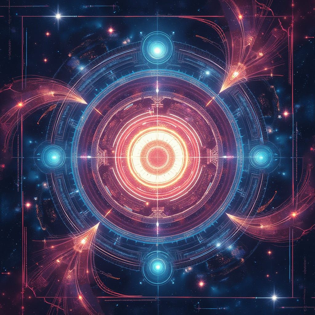 Cosmic Dance of Electricity and Atomic Energy - AI Art