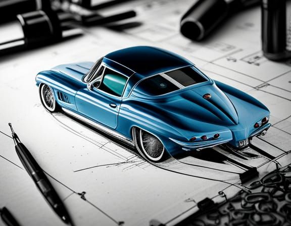 Blue Corvette - AI Generated Artwork - NightCafe Creator