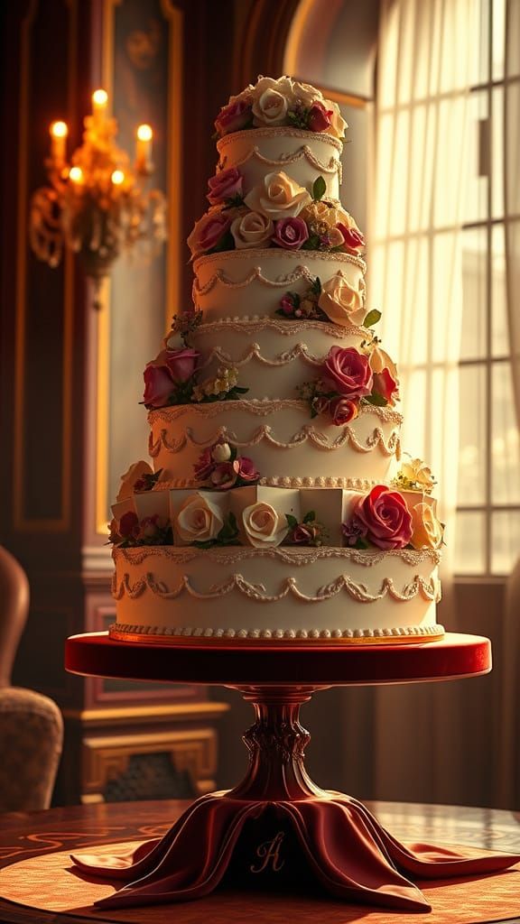 9-tiered luxury cake - Elegant Luxury Cake in Cinematic Styl...