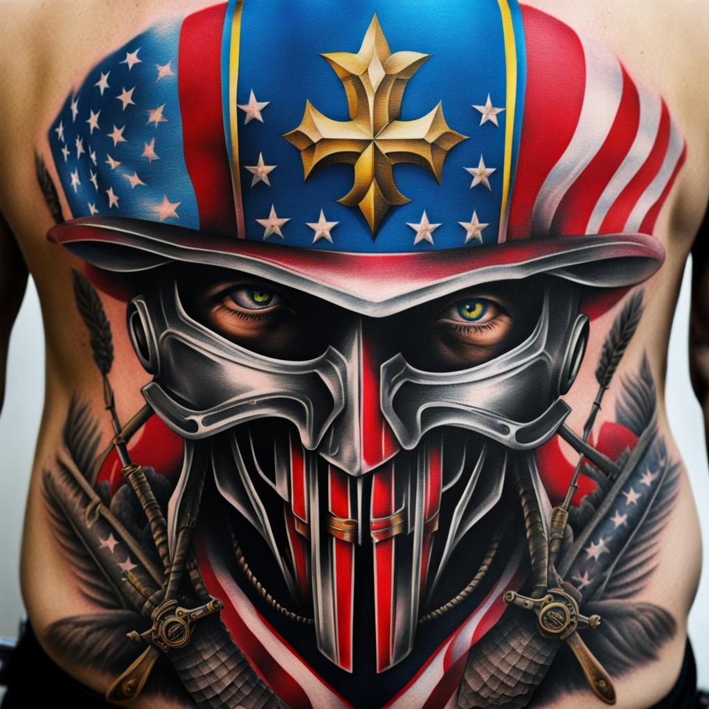 American cowboy knight tattoo - AI Generated Artwork - NightCafe Creator