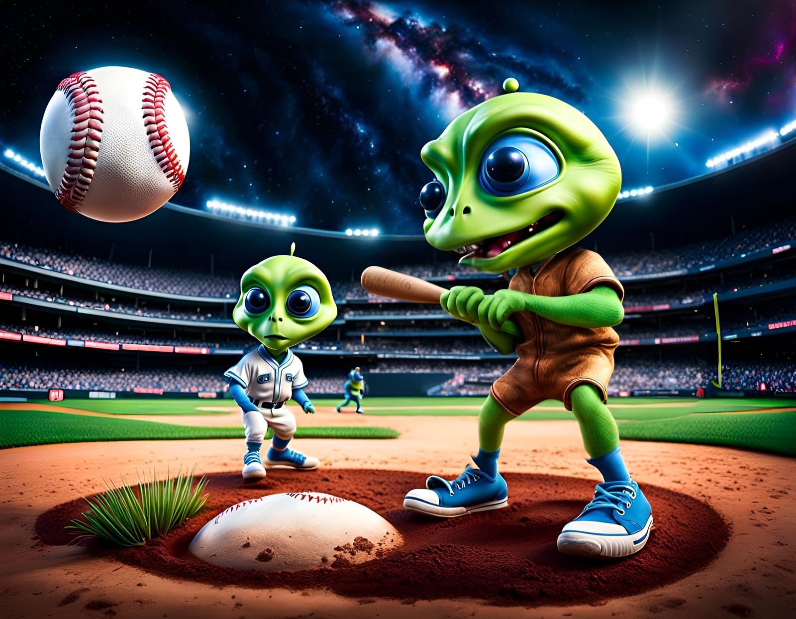 Aliens play baseball for the first time - AI Generated Artwork ...