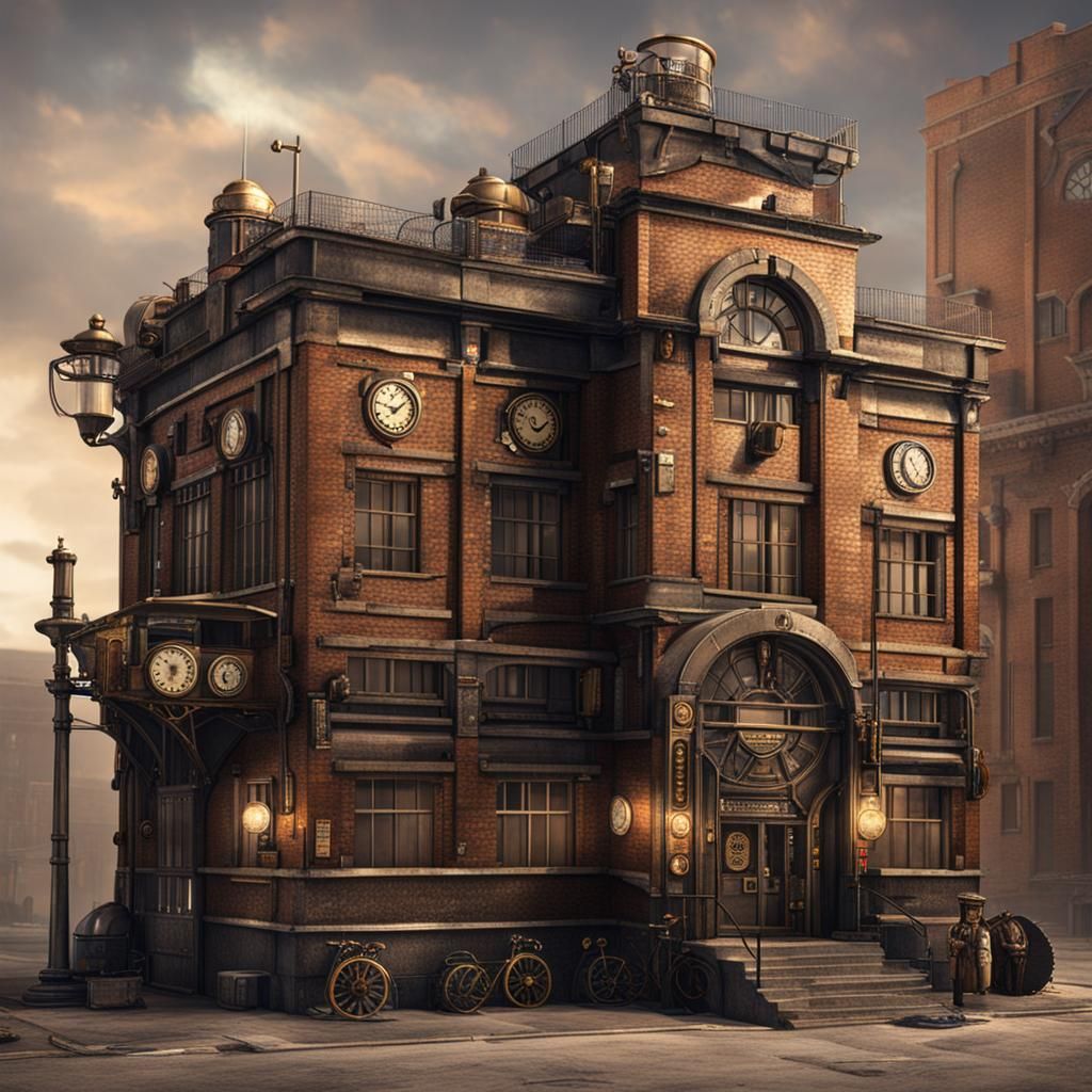 steampunk police station - AI Generated Artwork - NightCafe Creator