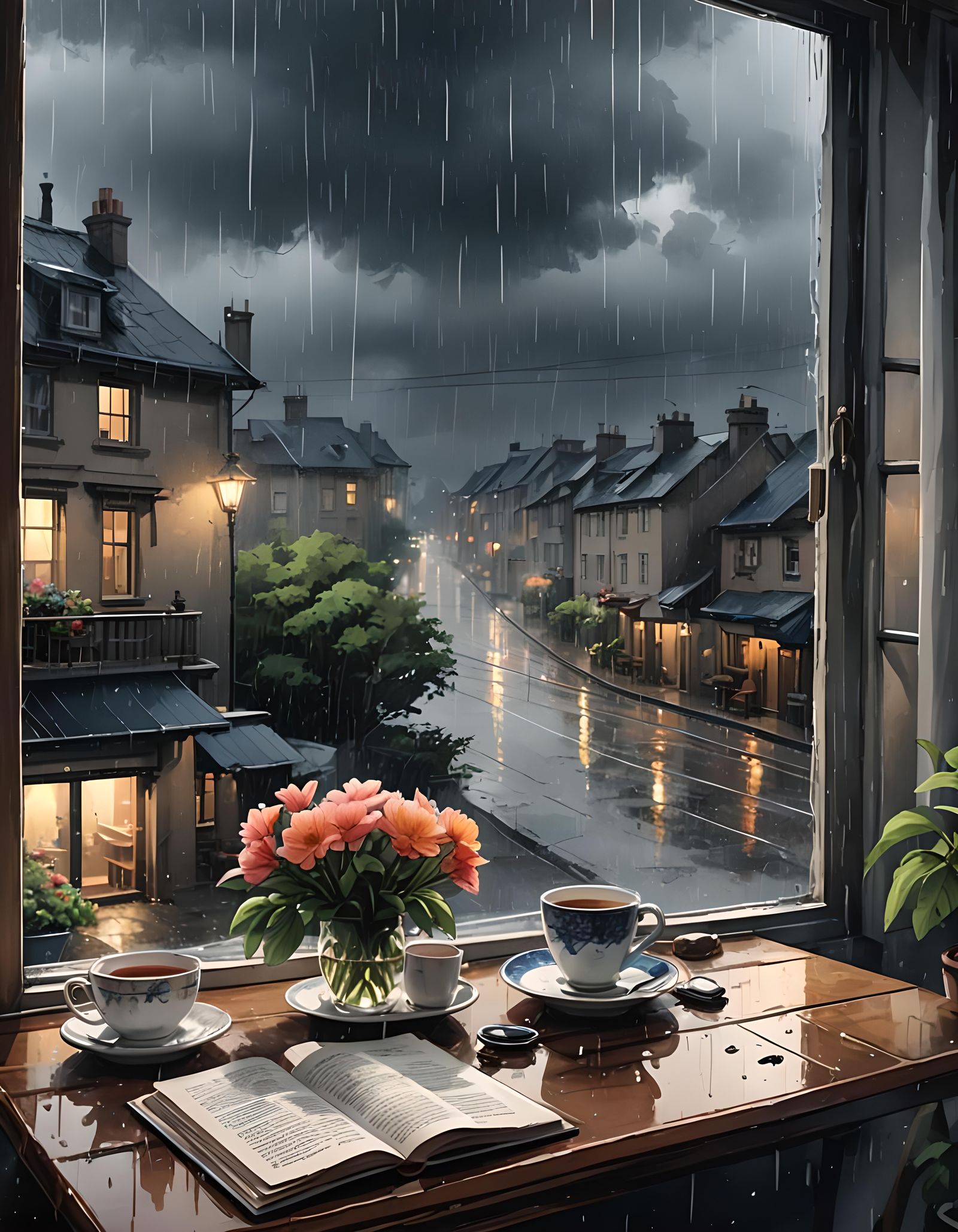 Rainy day, cozy indoors. - AI Generated Artwork - NightCafe Creator