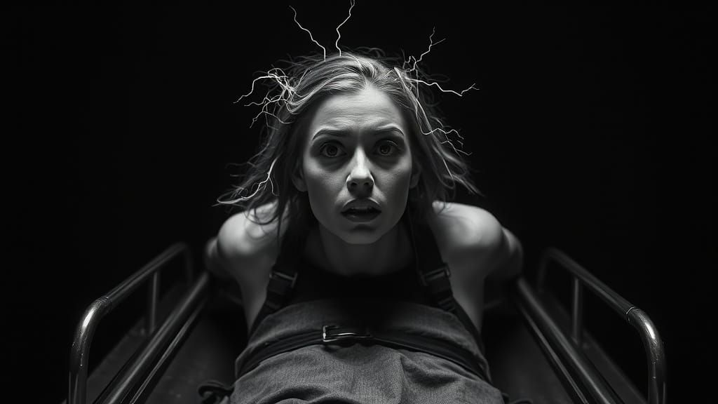 A monochrome minimalist subject in a dramatic, high-contrast ...