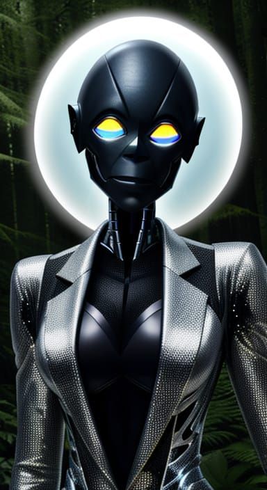 African-American Fairy Cyborg in Tuxedo, Set in an... - AI Art