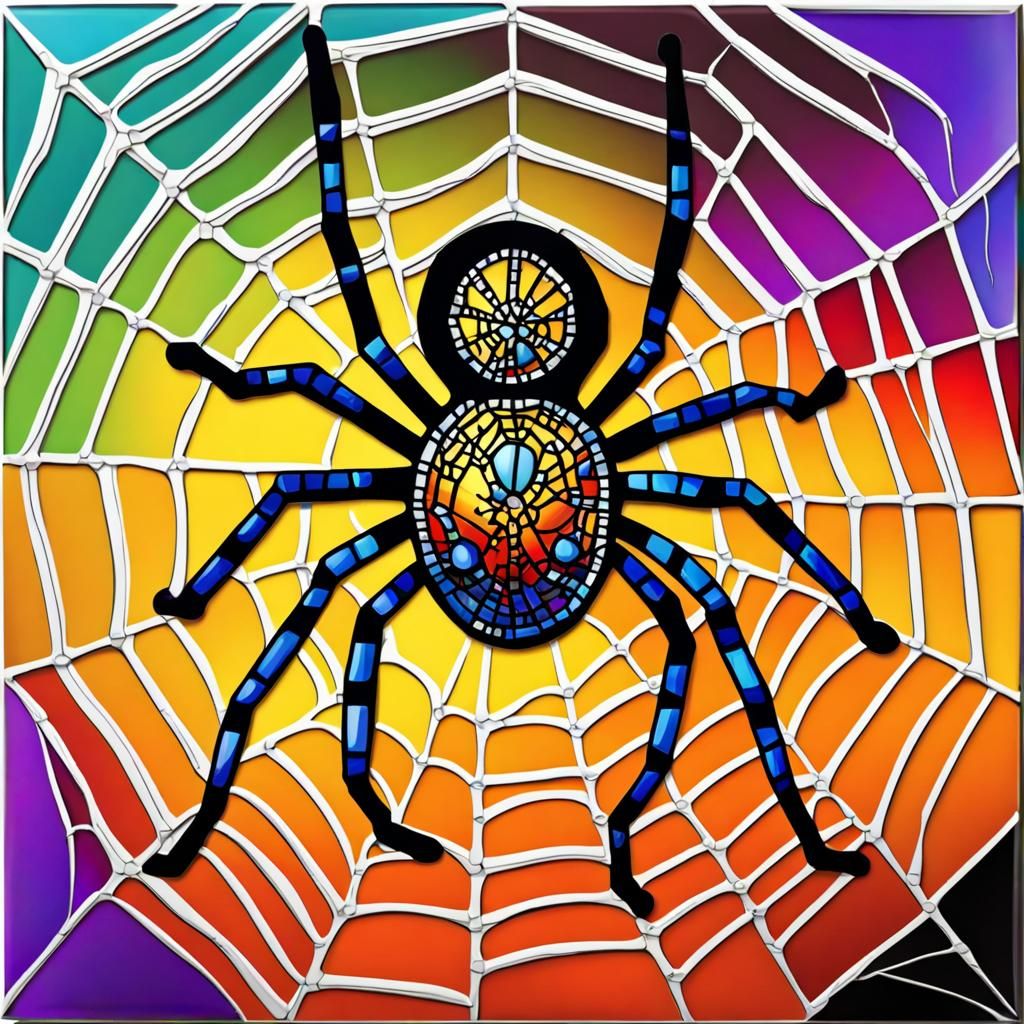 Crystal Mosaic Spider - AI Generated Artwork - NightCafe Creator