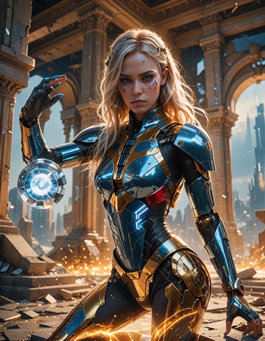 Cyborg Dancer in Ruined Palace - AI Art