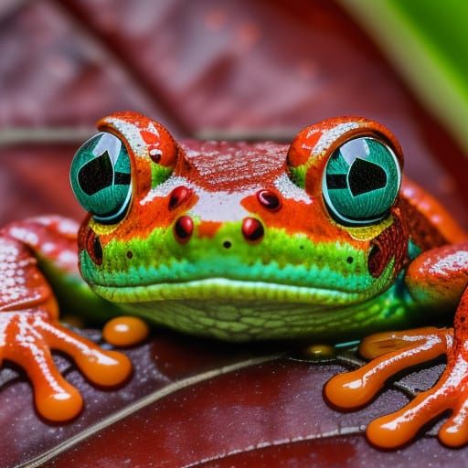 Emerald and ruby frog, toxic jewel in lush haven. - AI Generated ...