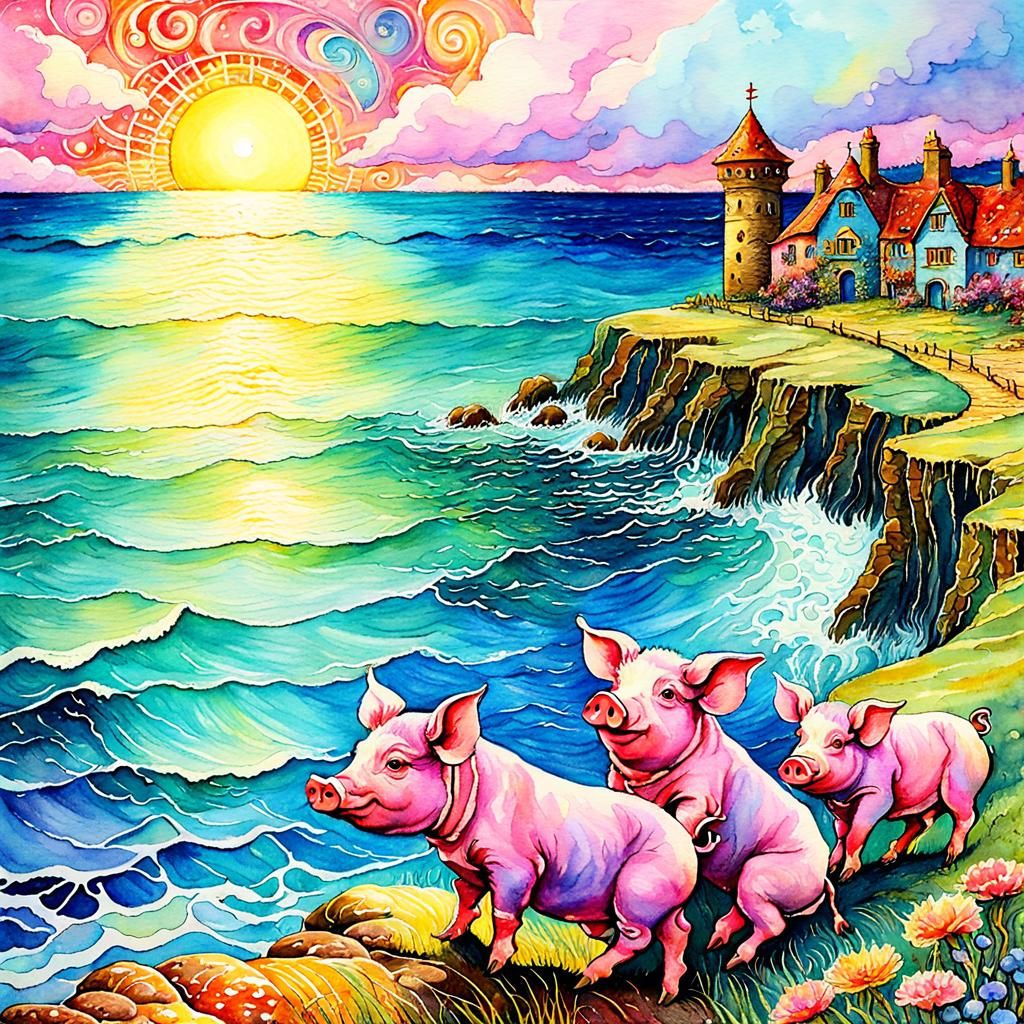 Happy pigs - AI Generated Artwork - NightCafe Creator