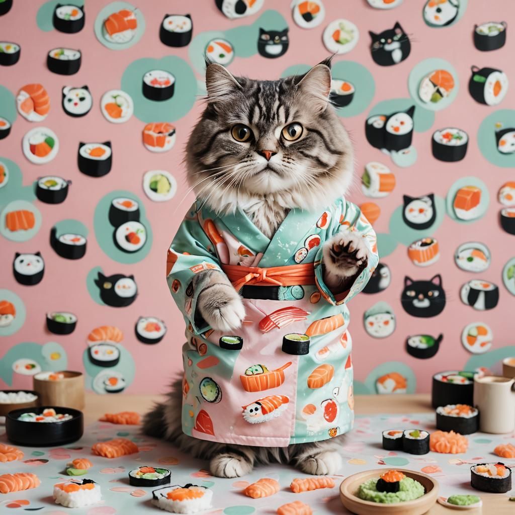 cute cat, dressed in a sushi costume - AI Generated Artwork - NightCafe ...