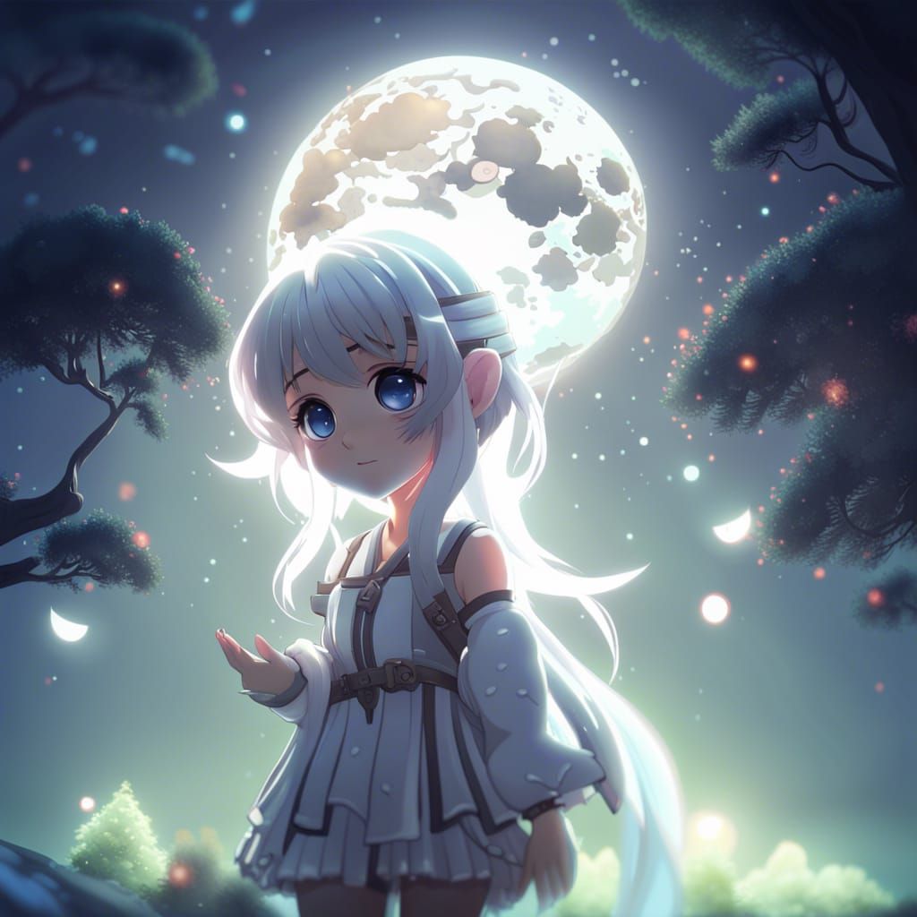 Girl & Moonlight - AI Generated Artwork - NightCafe Creator