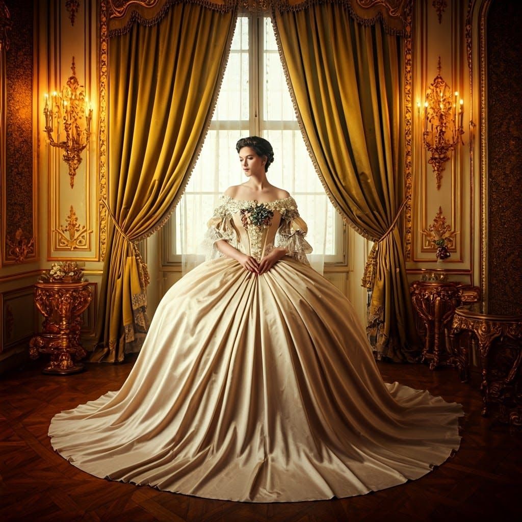 Elegant Woman in Baroque Opulence - AI Art