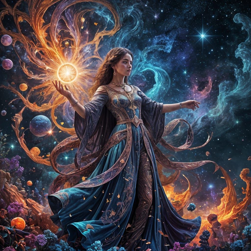 Epic Wizard - Cosmic Astral Wizard in Darkened Holographic R...