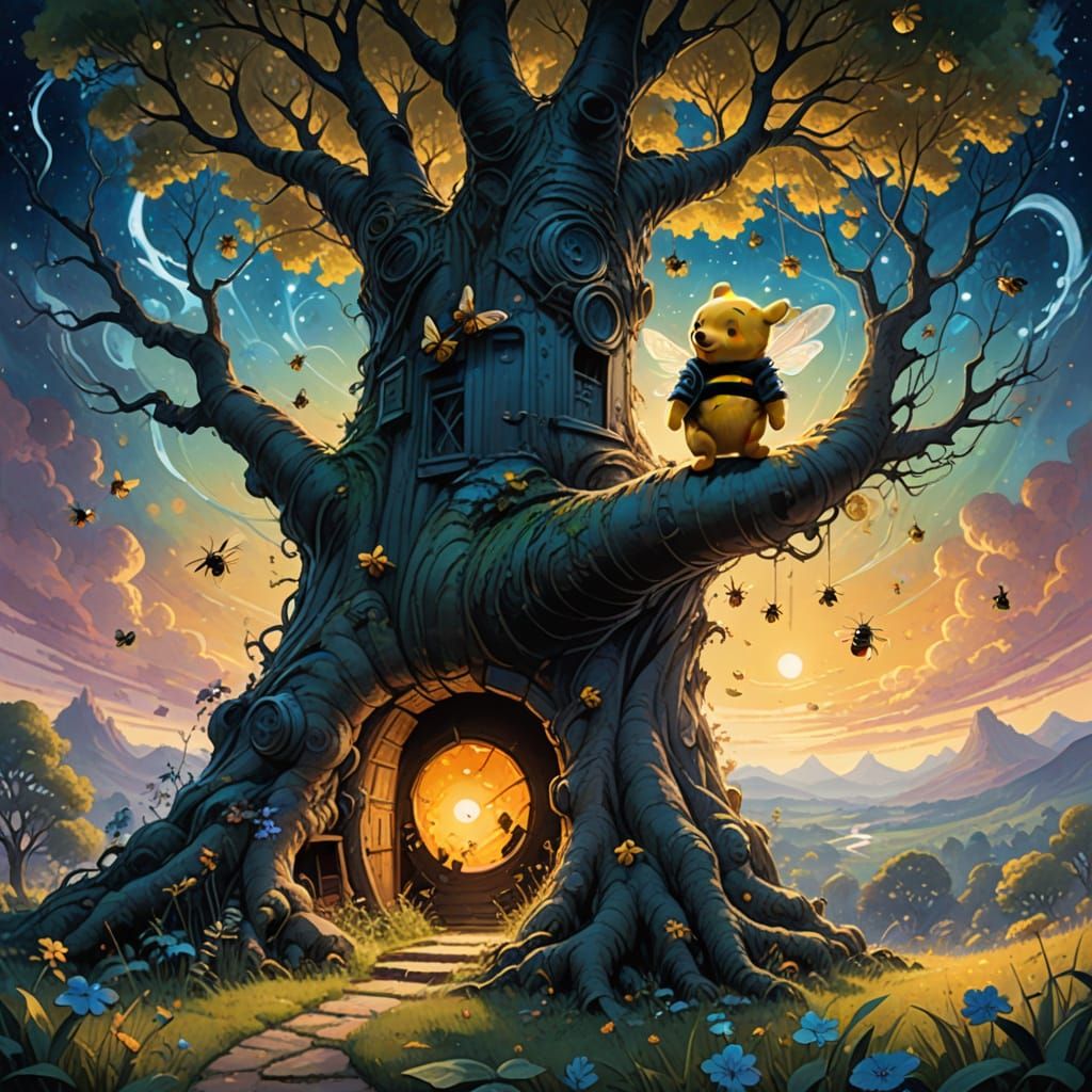 Bees - Whimsical Winnie the Pooh Meets a Buzzing Bee Hive i...
