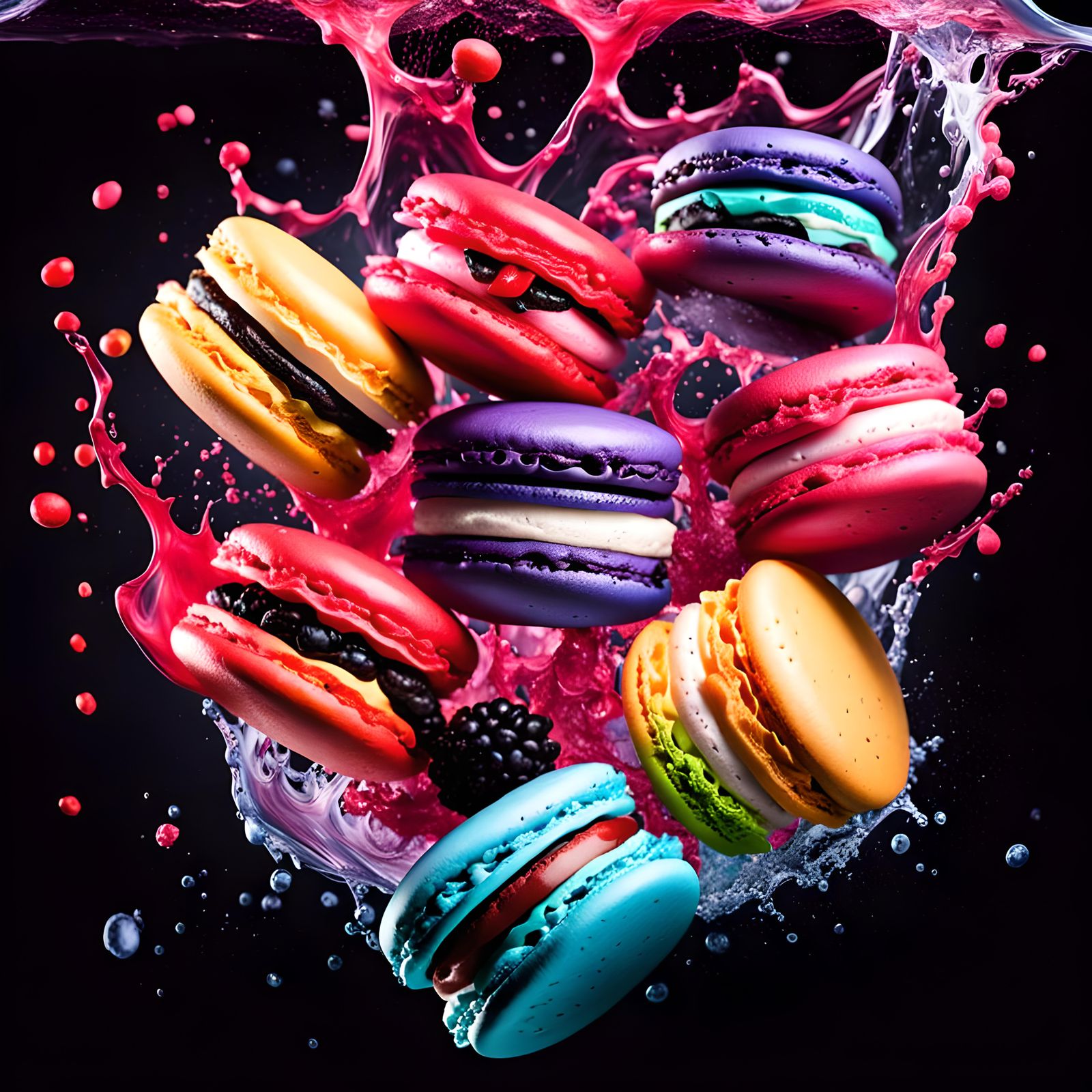 Oops Splash Of Berry Macaroons. - AI Generated Artwork - NightCafe Creator