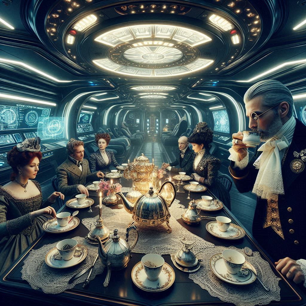 Victorian Space Tea Party 🚀 - AI Generated Artwork - NightCafe Creator