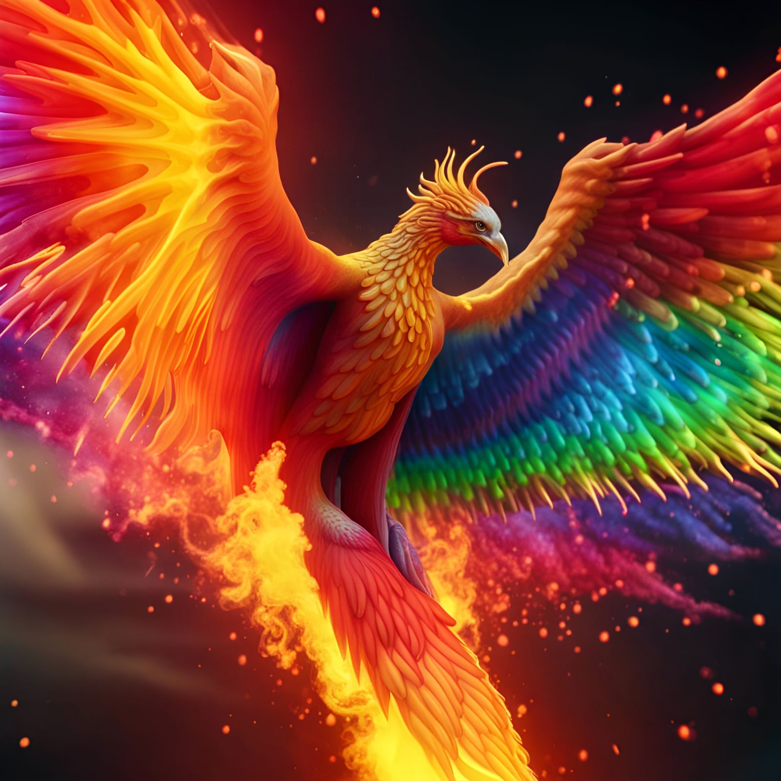 Rainbow phoenix - AI Generated Artwork - NightCafe Creator