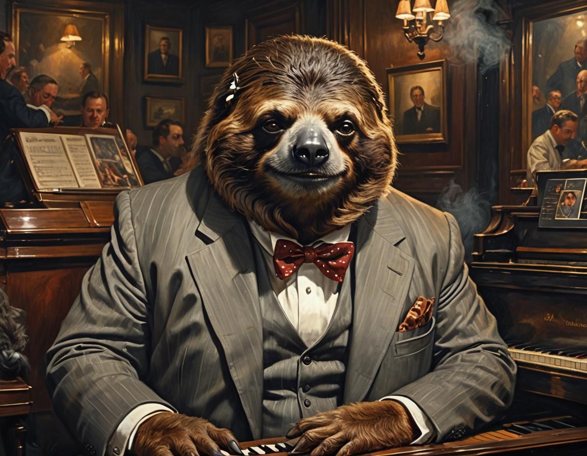 sloth piano man - AI Generated Artwork - NightCafe Creator
