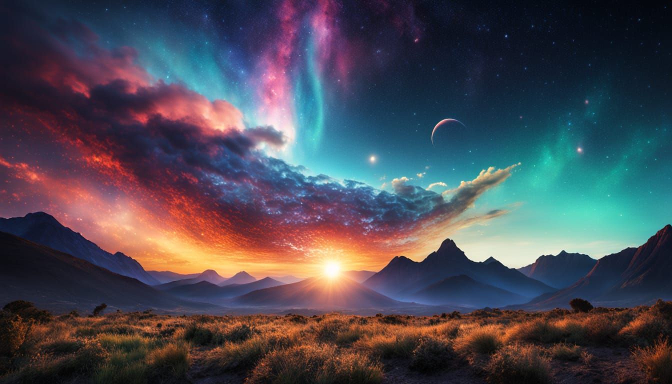 Cosmic Ascension: 3D Earth Bids Farewell to 5D Twi... - AI Art