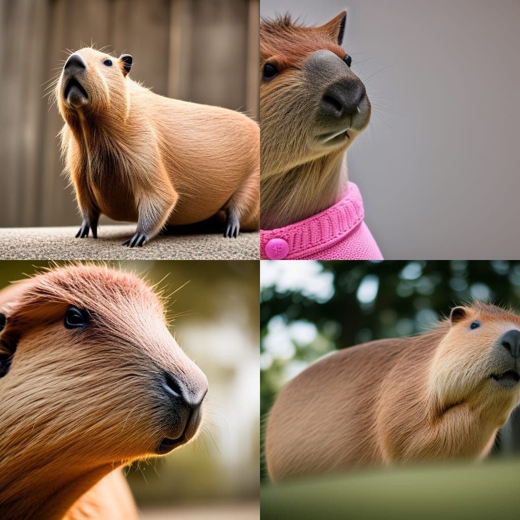 capybara wearing a pink cardigan - AI Generated Artwork - NightCafe Creator