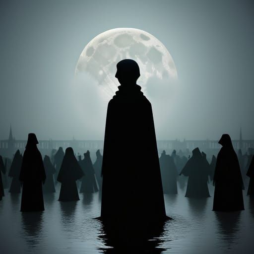 Ethereal Apparition Soars Above Mysterious Crowd a... - AI Art