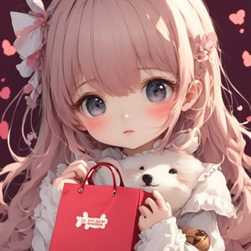 Kawaii, girl holding a shopping bag , sharp focus - AI Generated ...