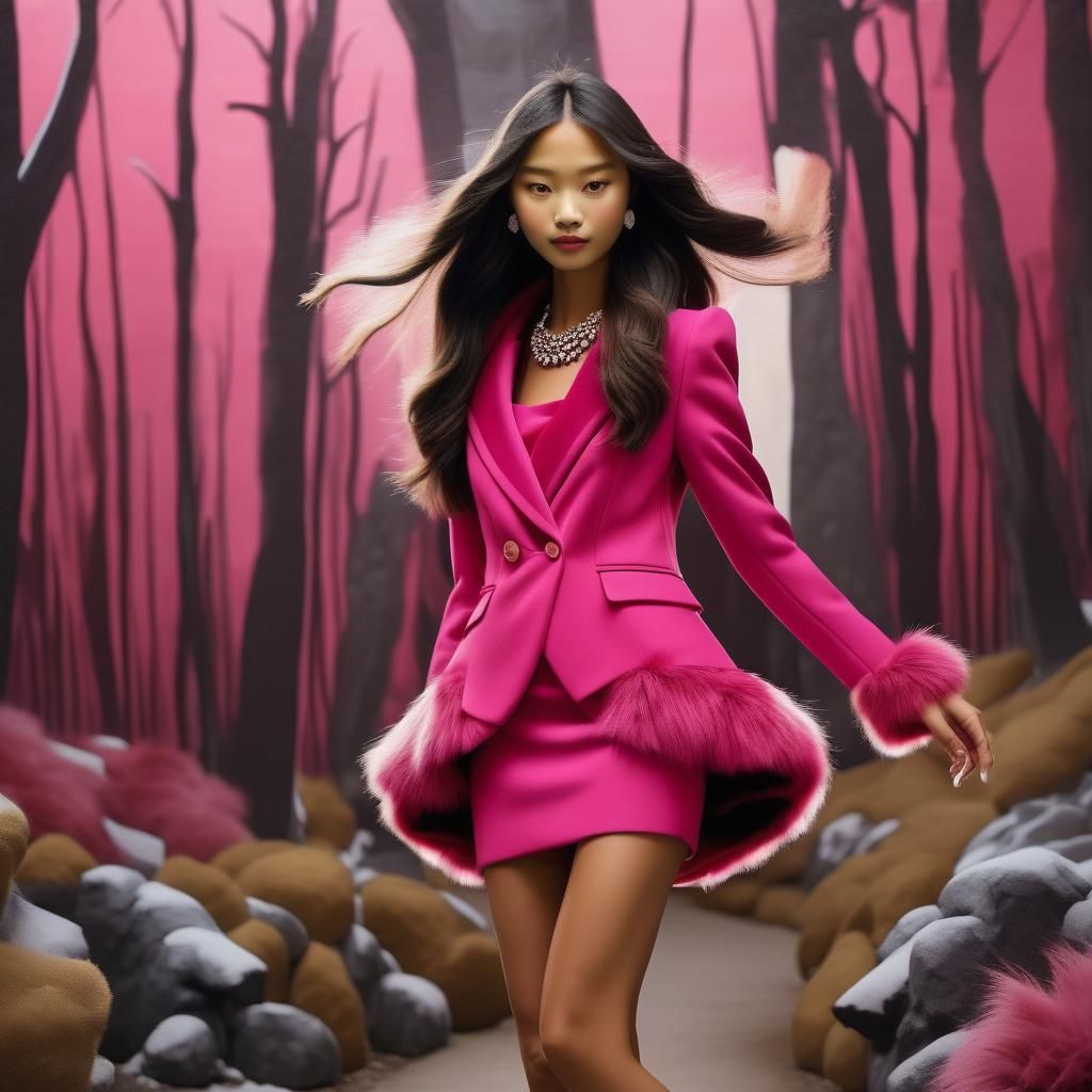 Deep Pink Mini Evening Dress Realistic & Creative. Redone. - AI ...