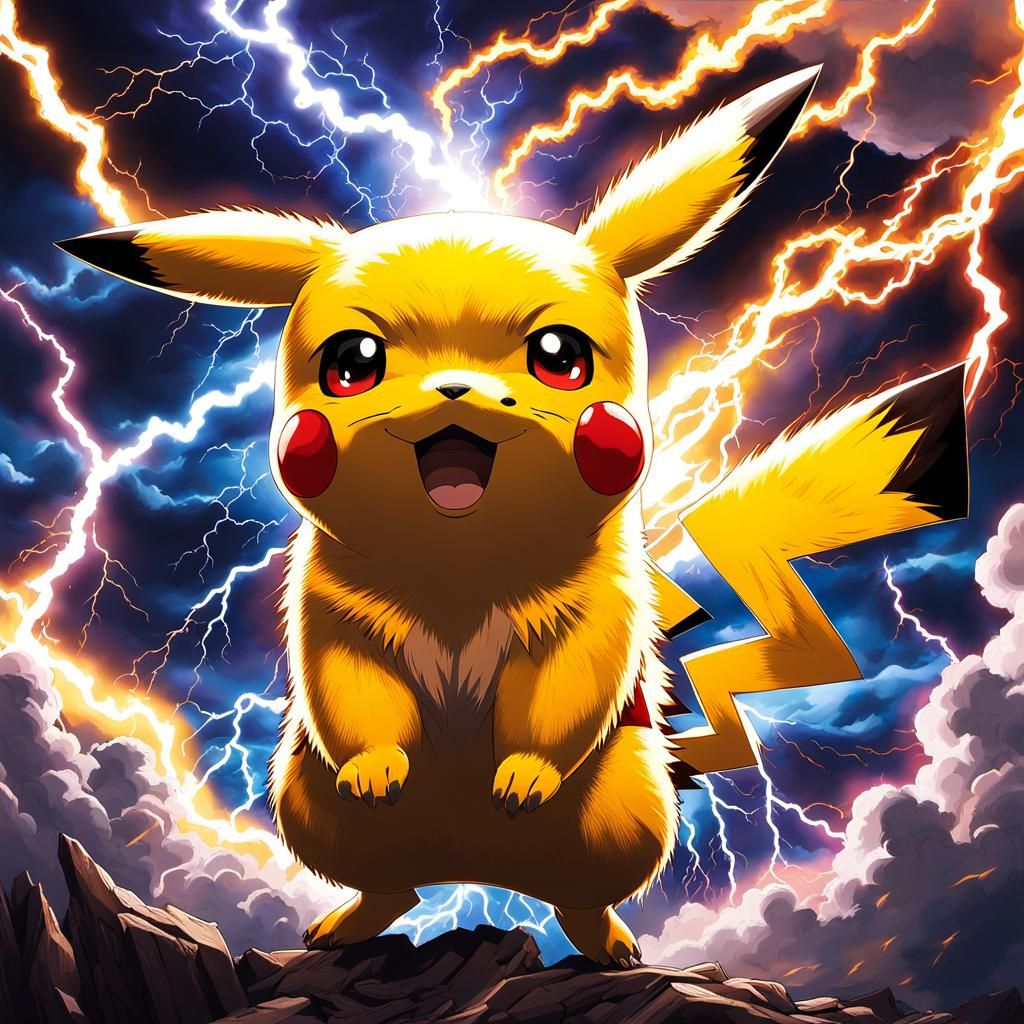 Pikachu use Thunderbolt! - AI Generated Artwork - NightCafe Creator