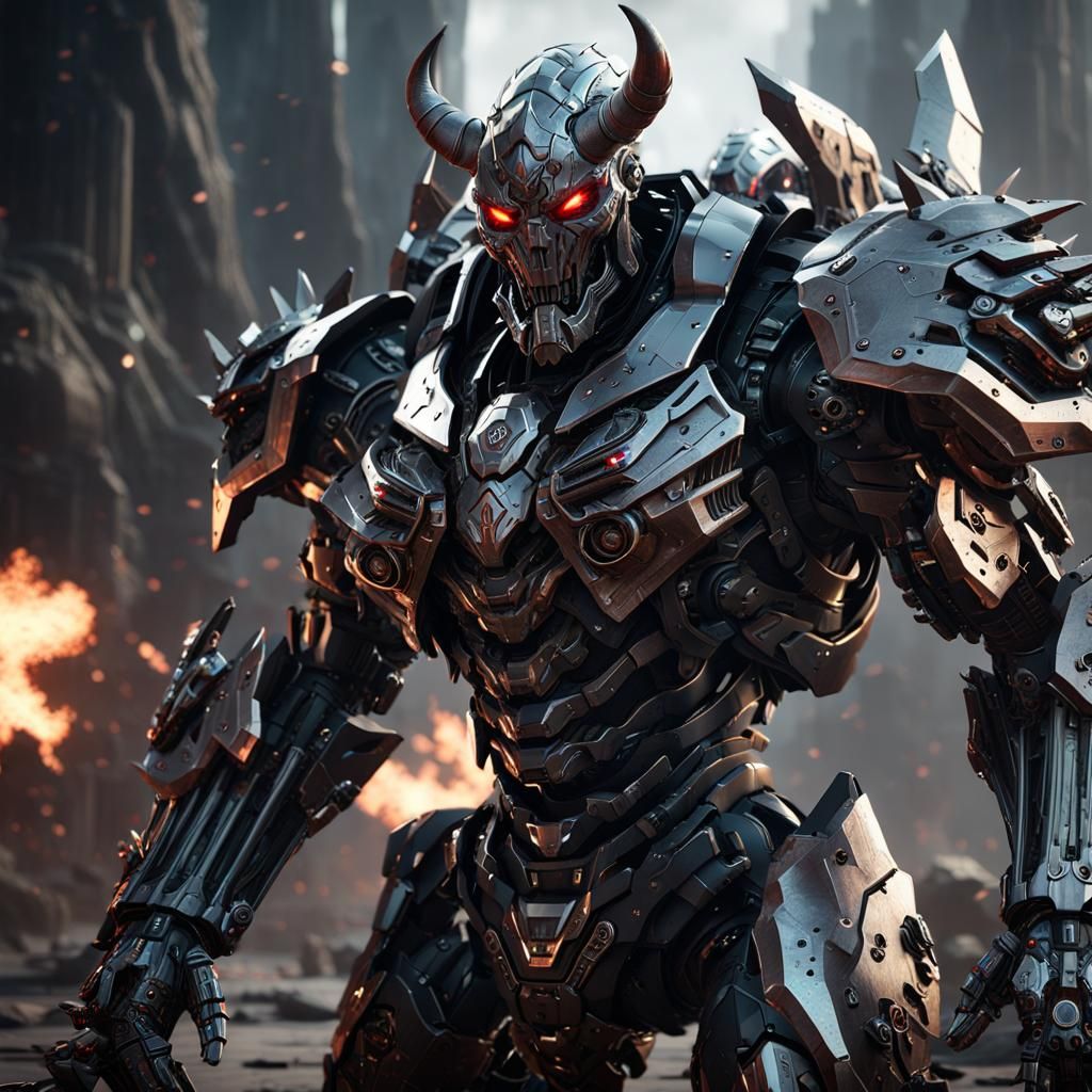 Cyborg Demon in Black Armor - AI Generated Artwork - NightCafe Creator