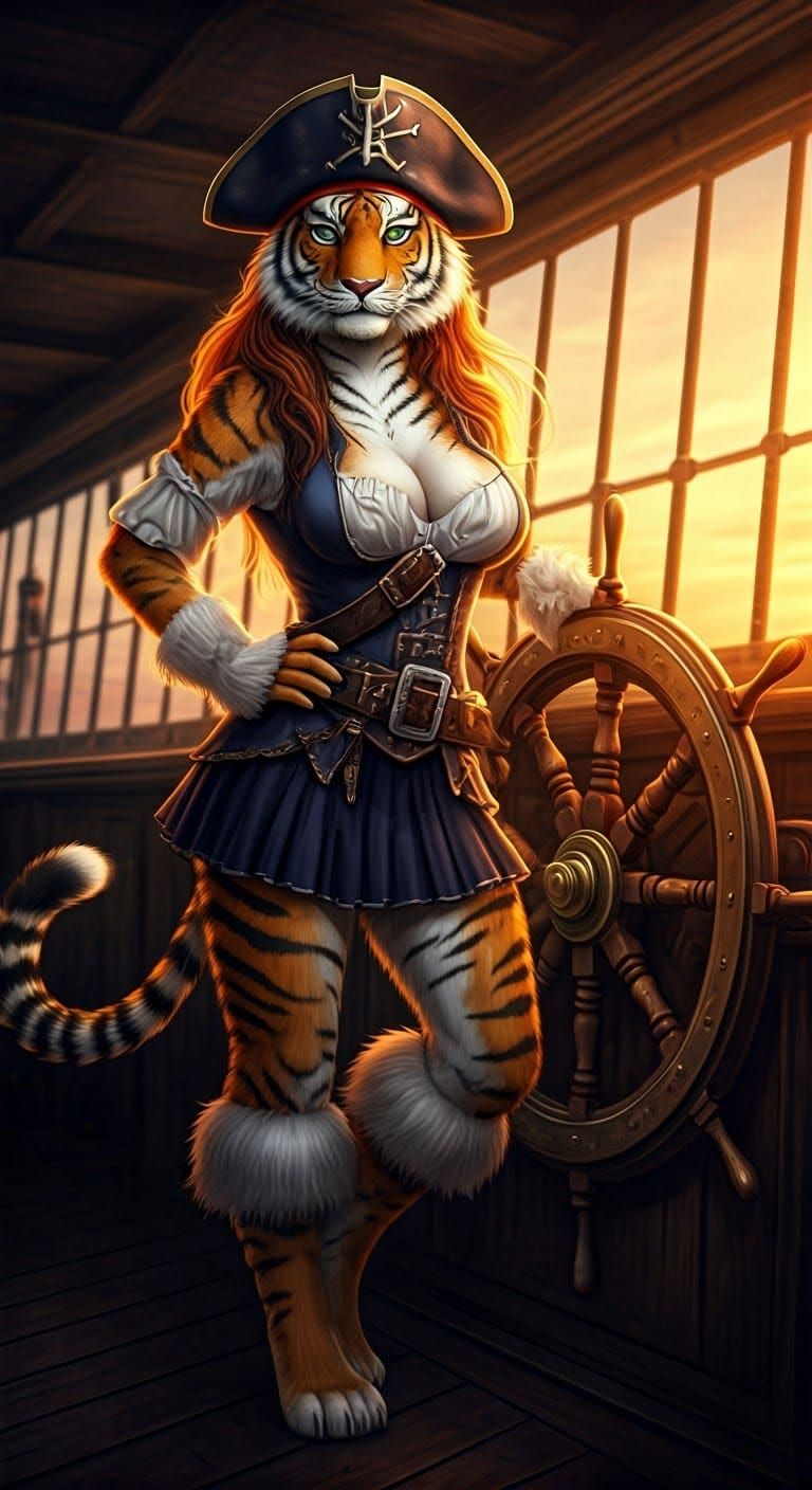A flirt with tha captain... - Majestic Tigress Pirate Captai...