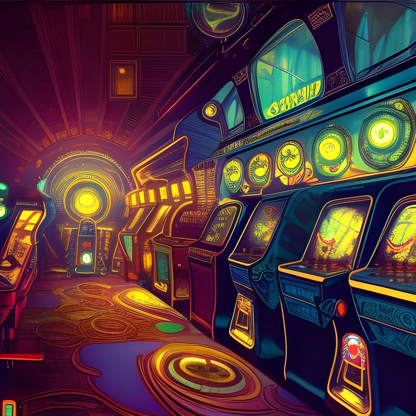 Psychedelic arcade. - AI Generated Artwork - NightCafe Creator