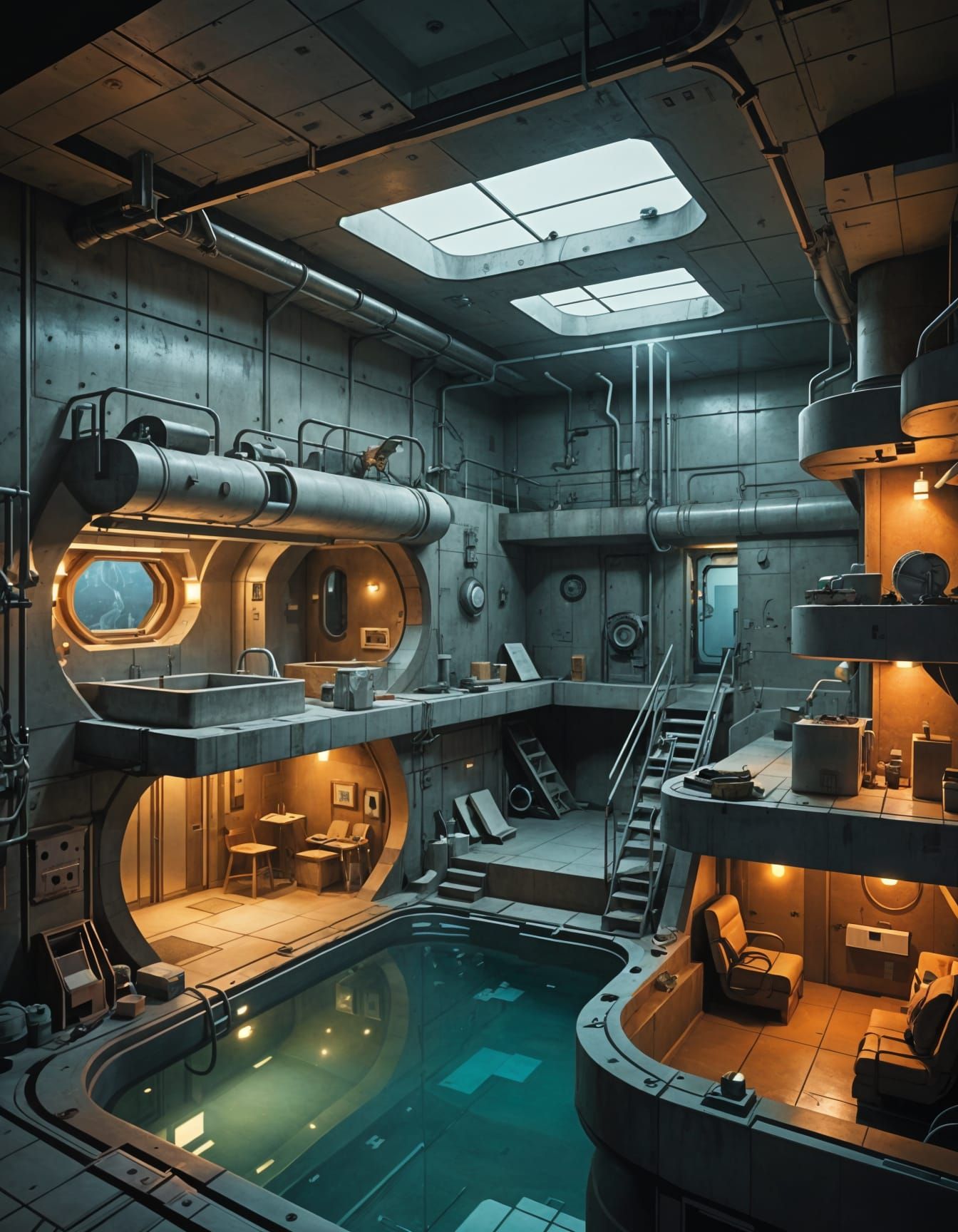 Underground bunker with swimming pool