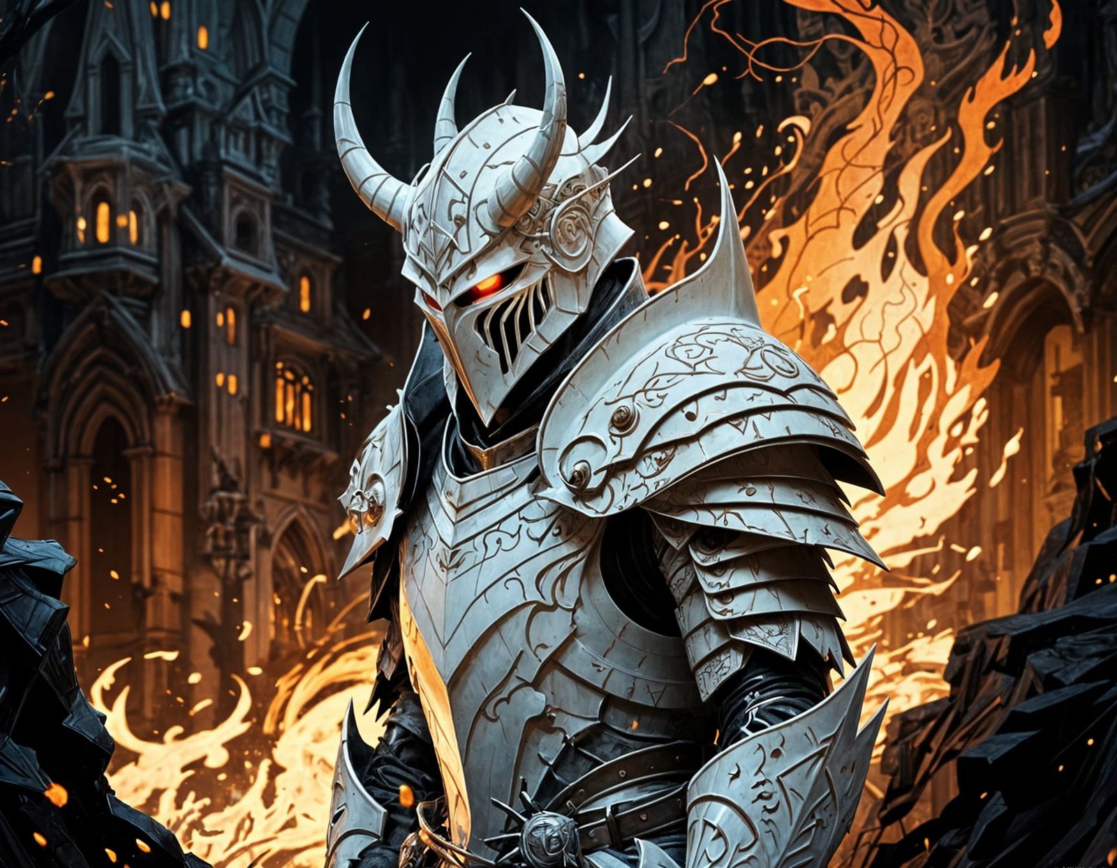 Digital Painting of a Sinister Knight Demon in a V... - AI Art