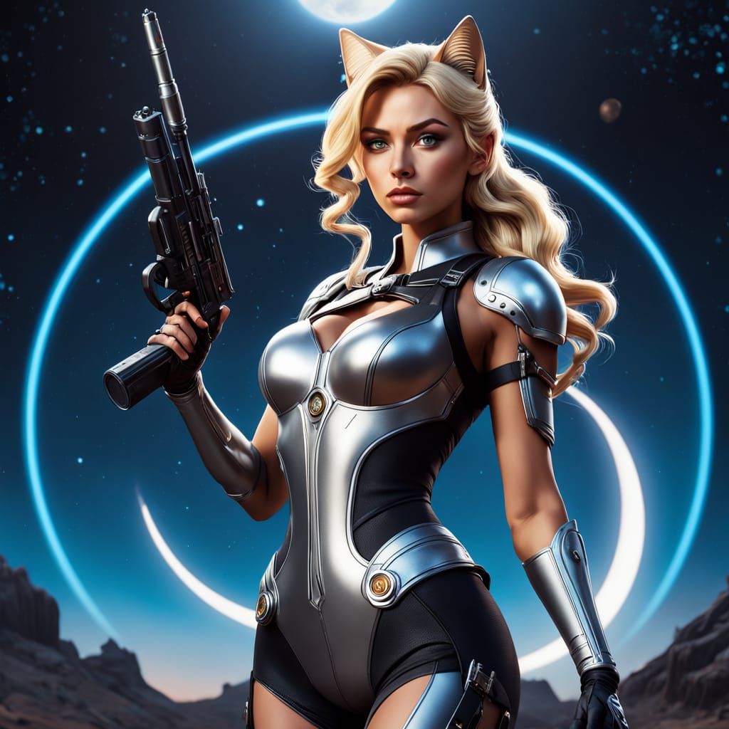 Valkyrie Space Goddess in Cyberpunk Chic - AI Art