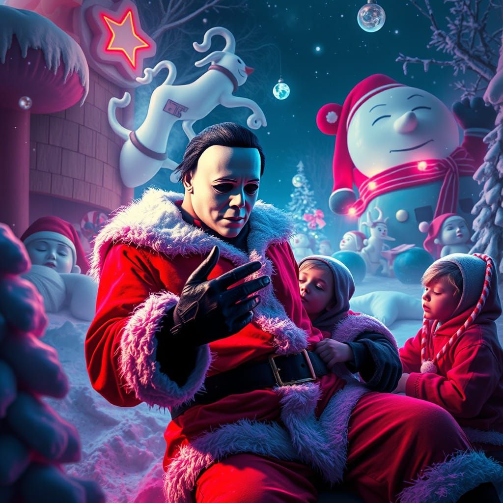 Michael Myers dressed as santa, stealing dreams from children's heads ...