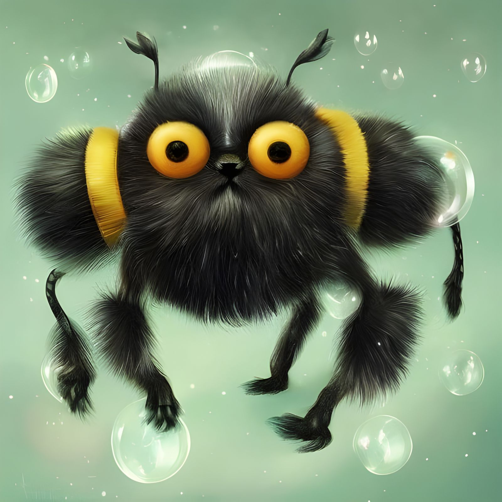 bumble bee spider - hybrid - AI Generated Artwork - NightCafe Creator