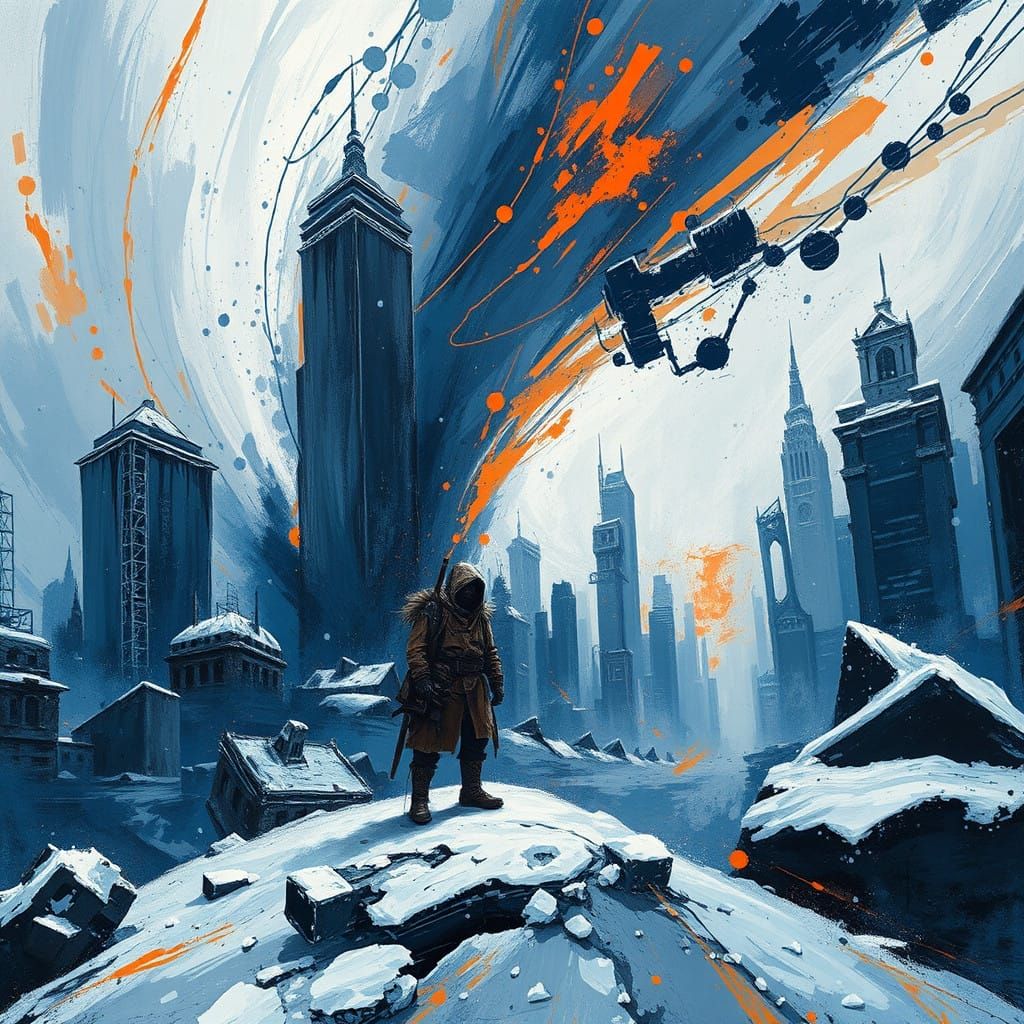 Eerie Post-Apocalyptic Winter in a Desolate Citysc... - AI Art