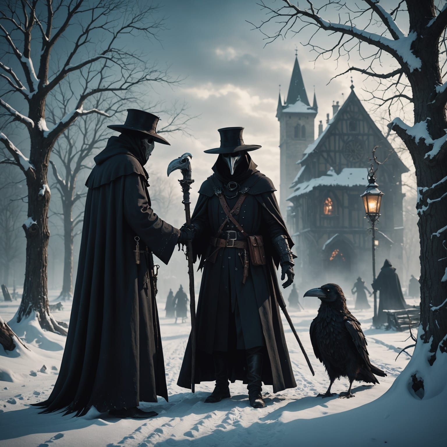 Plague Doctor Talks To The Grim Reaper