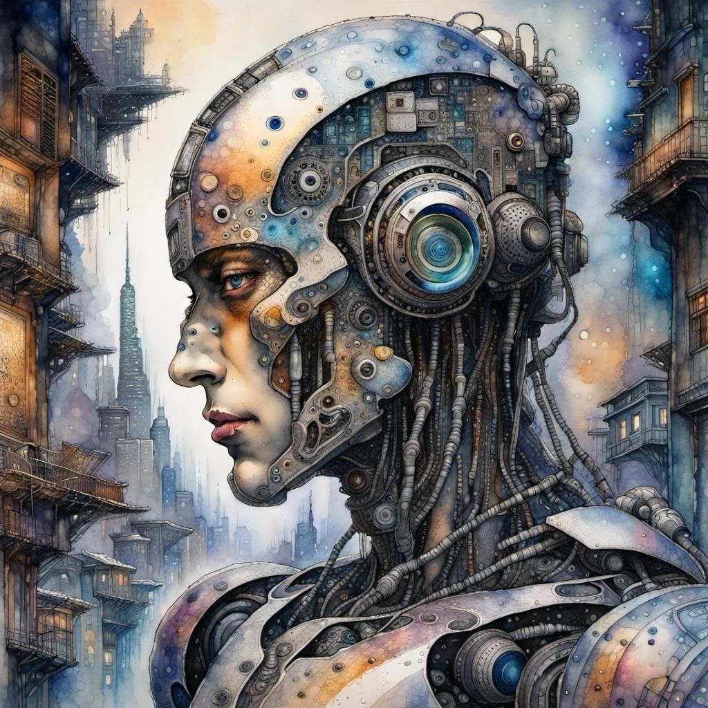 Sad Cyborg. - AI Generated Artwork - NightCafe Creator