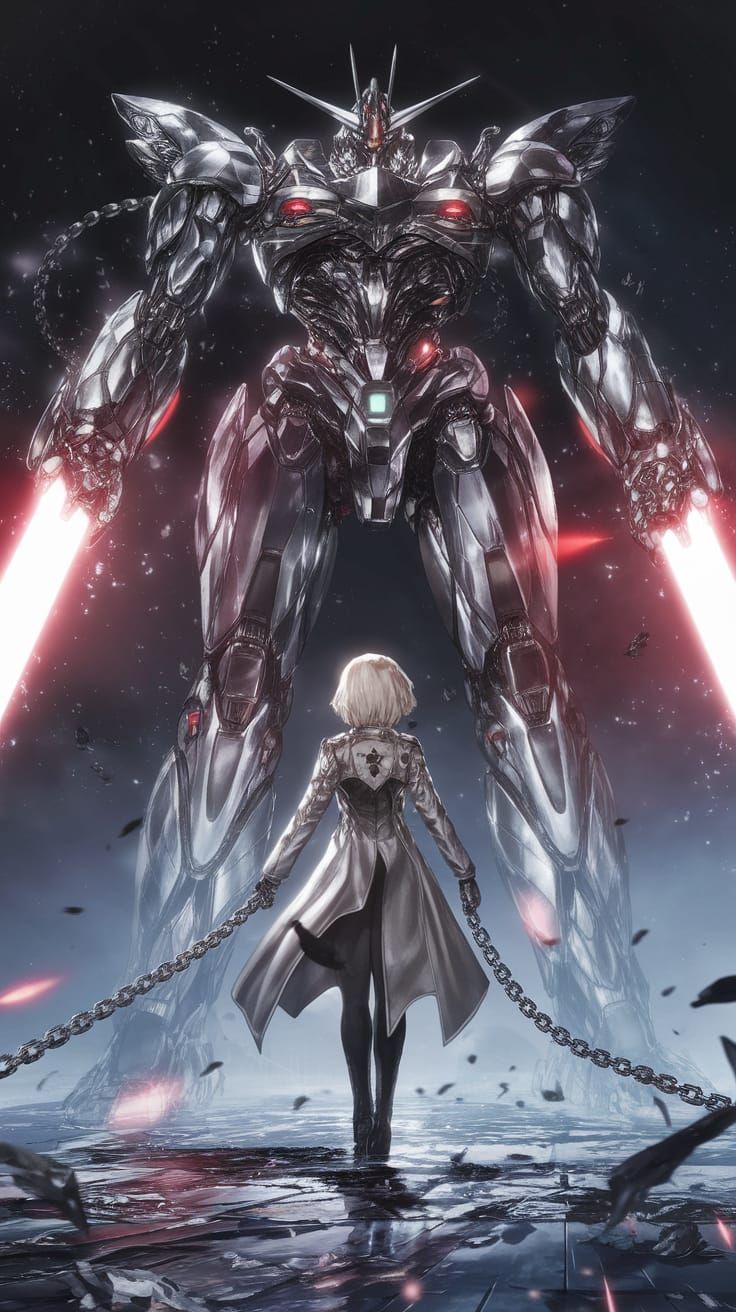 Towering mech, colossal guardian - Cyberpunk Warrior Meets C...