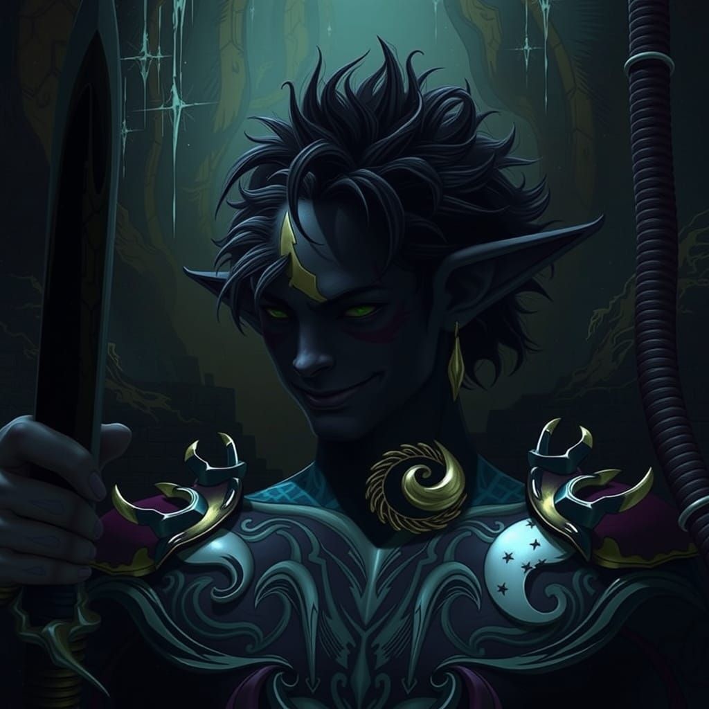 Grim Dark Fae Punk Ready to Face Off - AI Art