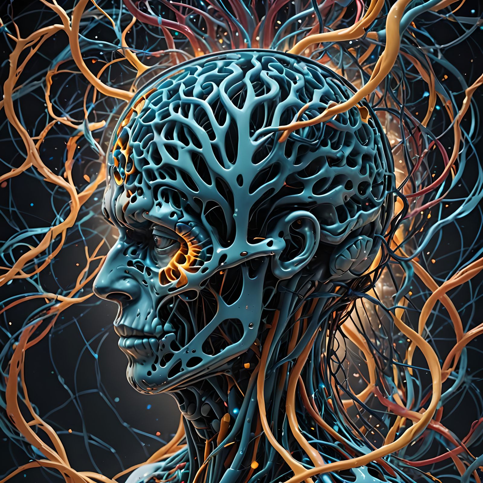 Conscious brainwaves, striking detail, 8k res